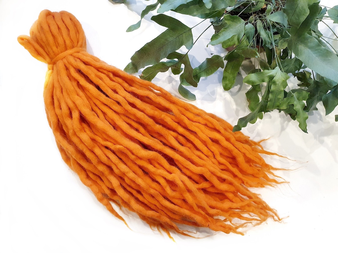 Wool Dreadlocks Dreads DE Extensions Orange Light Full Set SHORT Medium ...