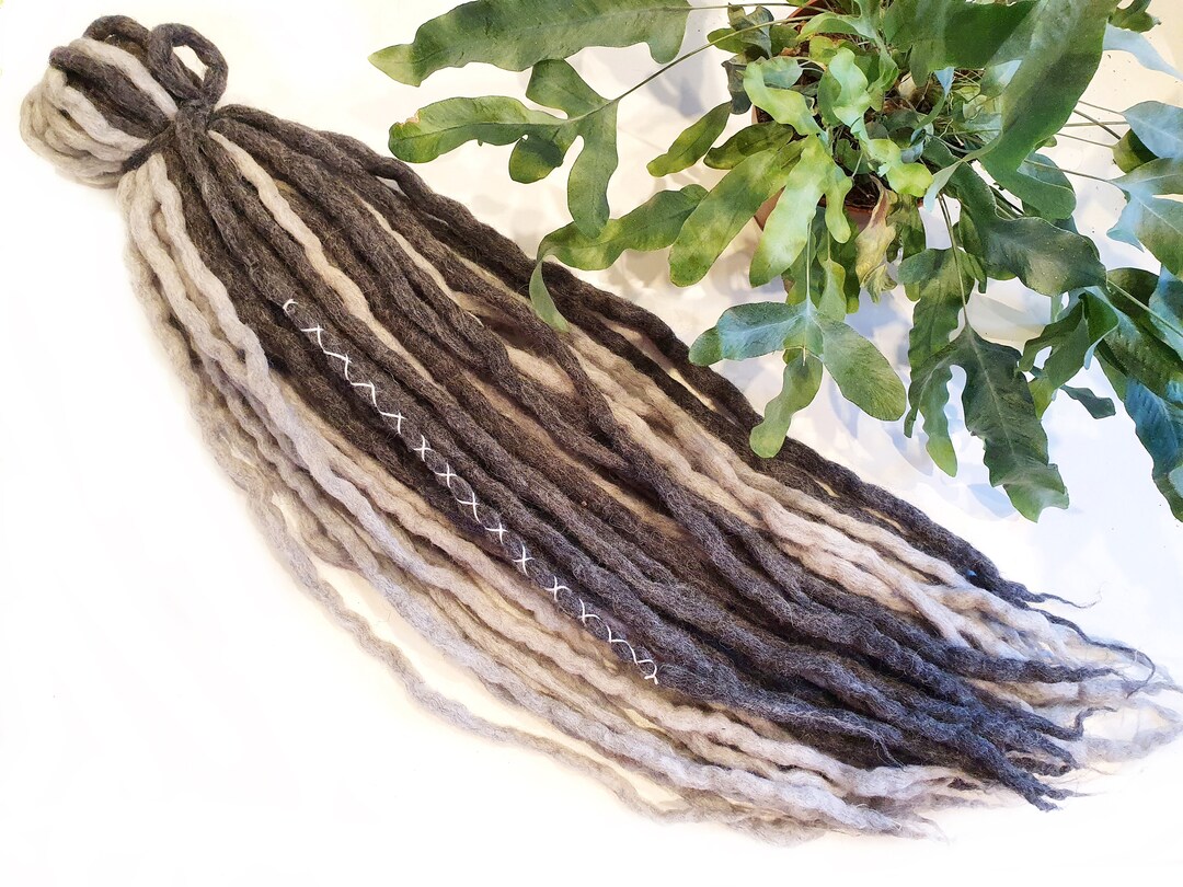 Wool Dreadlocks Dreads DE Extensions Light Dark Gray Grey Mix Soft Full ...