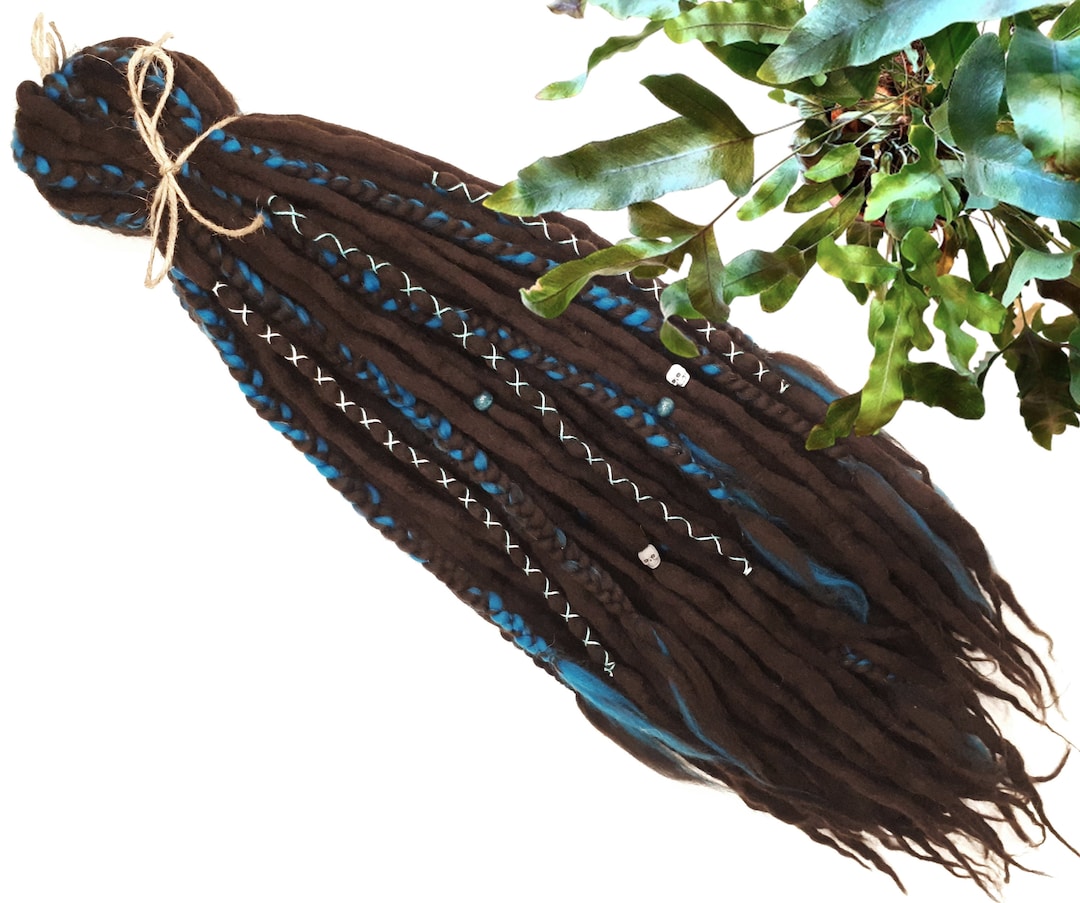 Merino Wool Dreadlocks: Brown & Turquoise DE Dreads, Braids Extensions ...