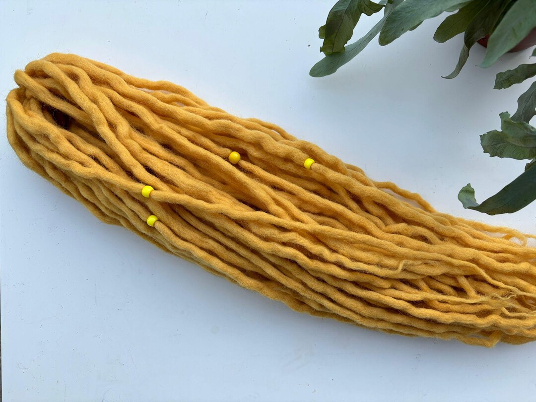 Wool Dreadlocks Dreads DE Extensions Yellow Full Set SHORT Medium LONG ...