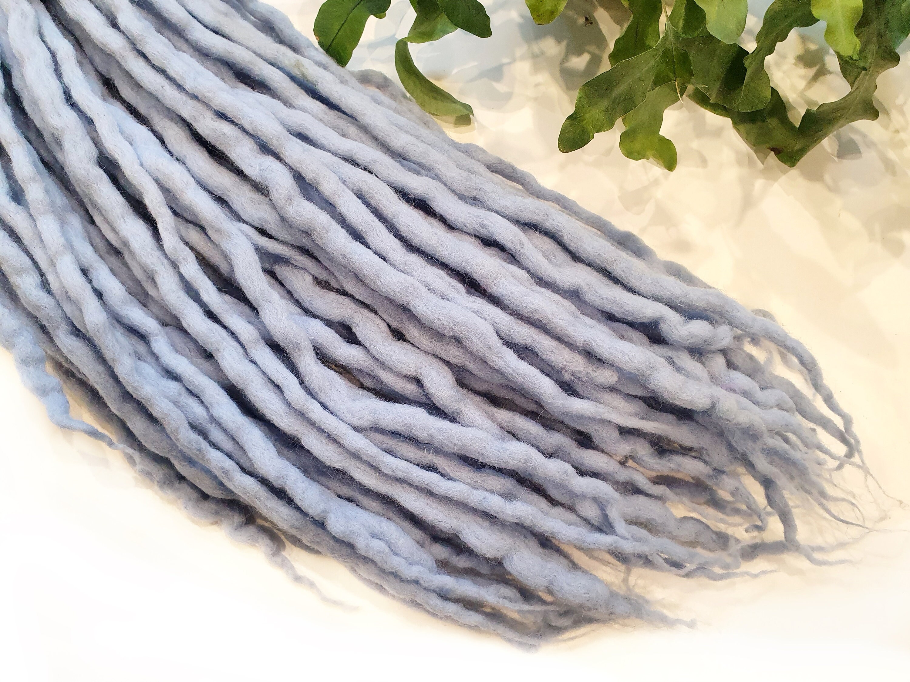 Pastel Light Blue Wool Dreads DE Extensions: Merino Wool, Soft, Full ...