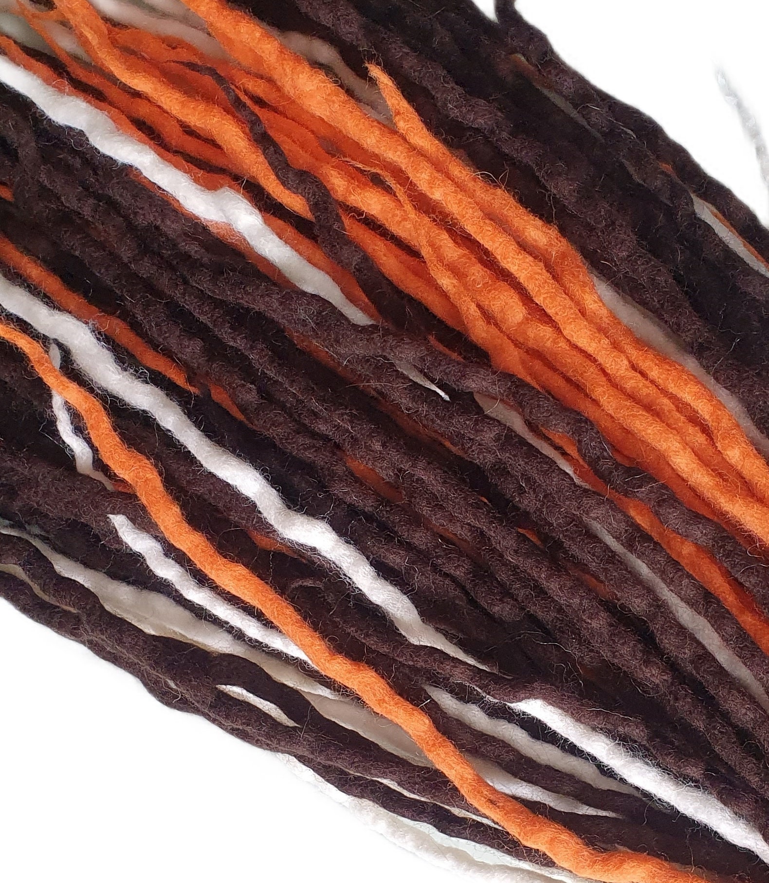 Wool Dreadlocks Dreads DE Extensions Soft Full Set Orange Brown White ...