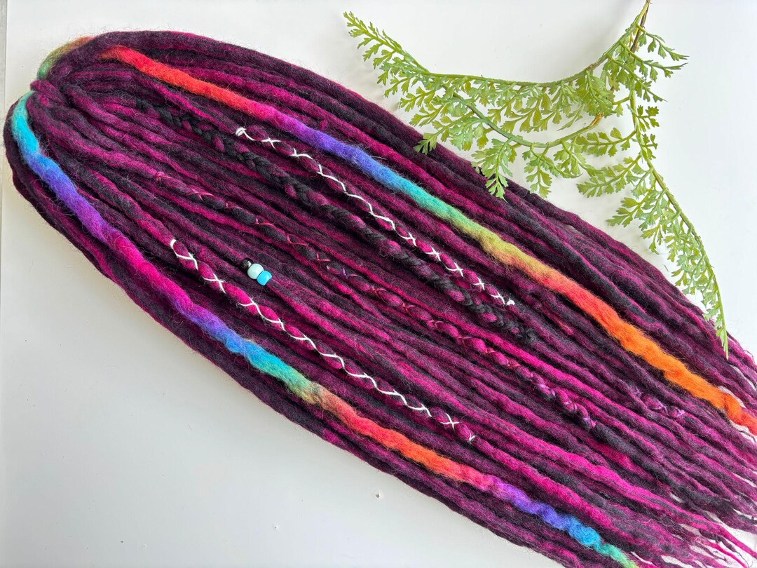 Merino Wool Dreadlocks DE Extensions: Black, Fuxia, Multicolor Mix - Etsy