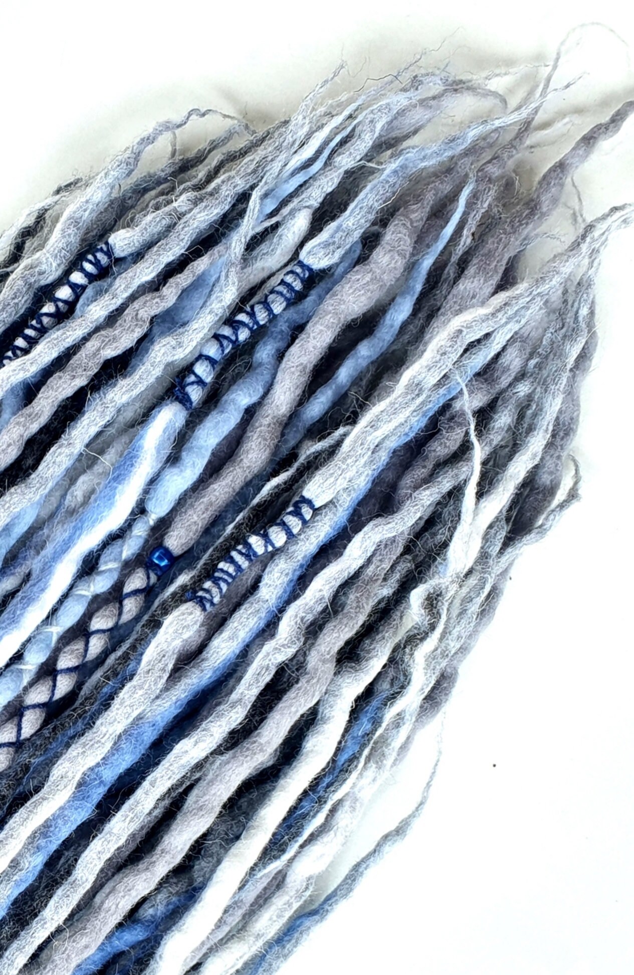 Merino Wool Dreadlocks DE Extensions, Gray Blue White Mix - Etsy