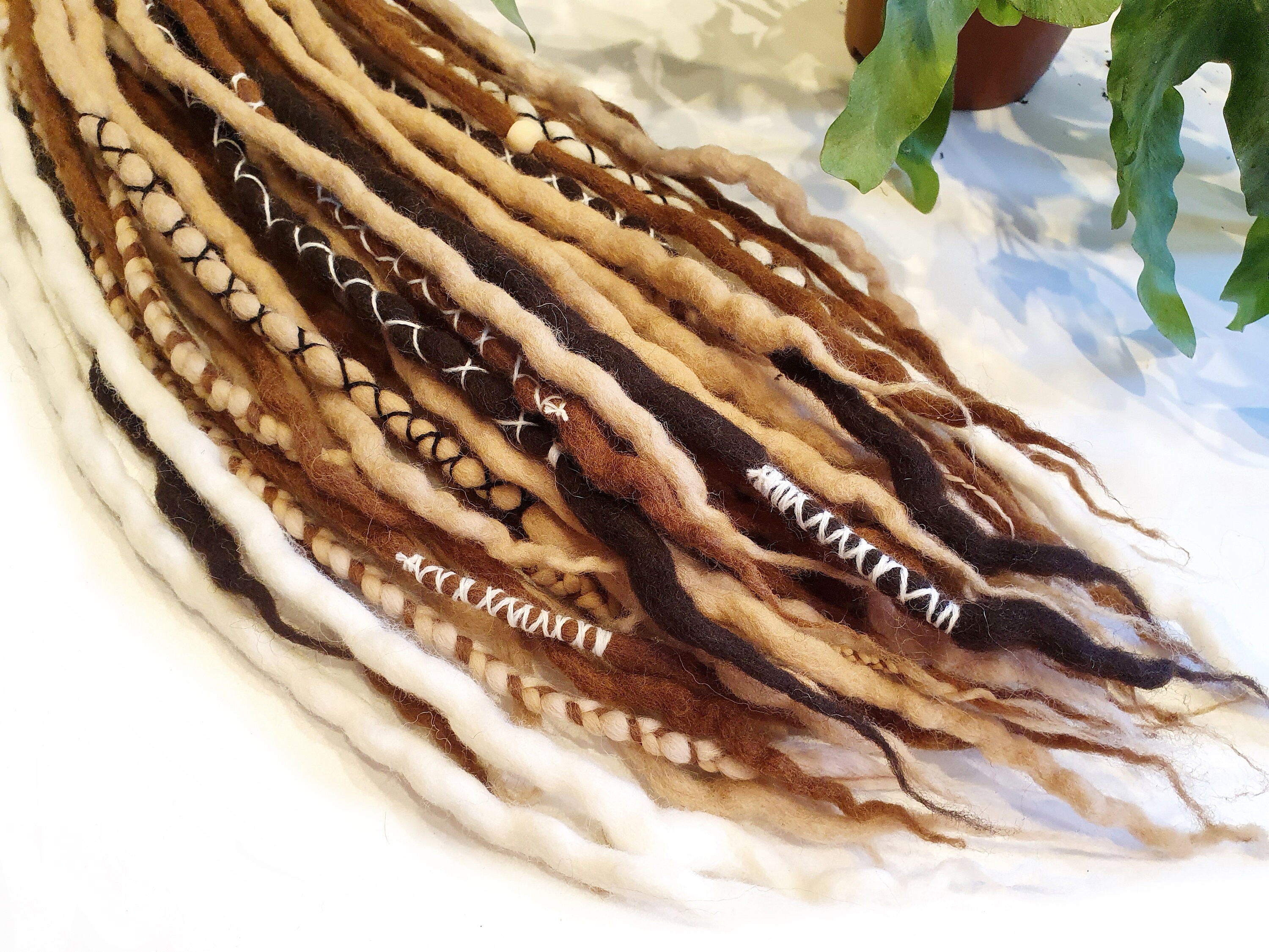 Wool Dreadlocks Dreads DE Extensions Beige White Blonde Brown - Etsy