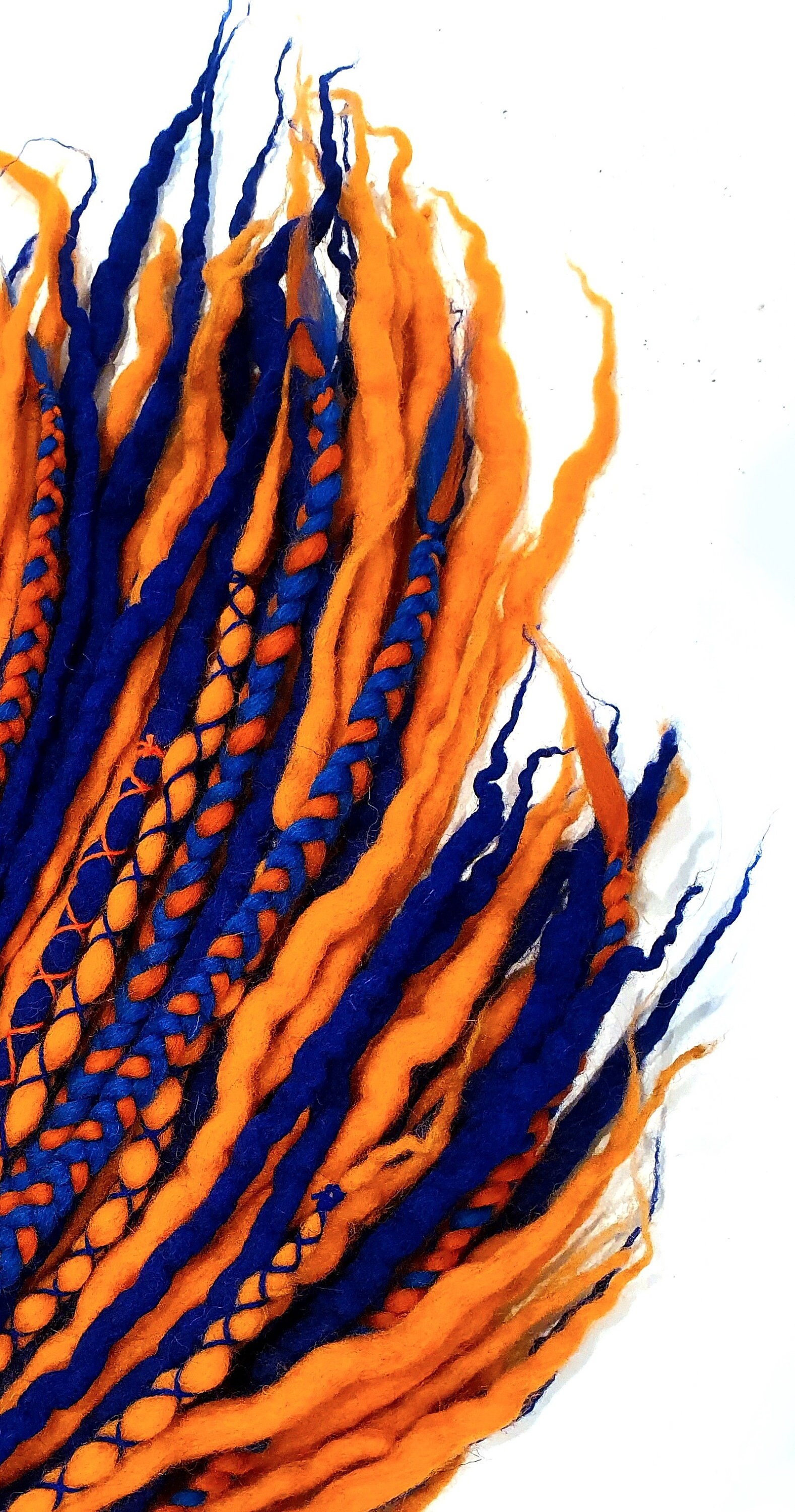 Wool Dreadlocks Dreads DE Extensions Orange Blue Sapphire Braids Mix ...