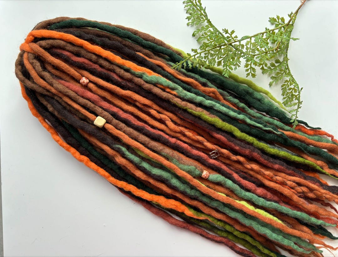 Wool Dreadlocks Dreads DE Extensions Autumn Vibes Mix Soft Full Set ...