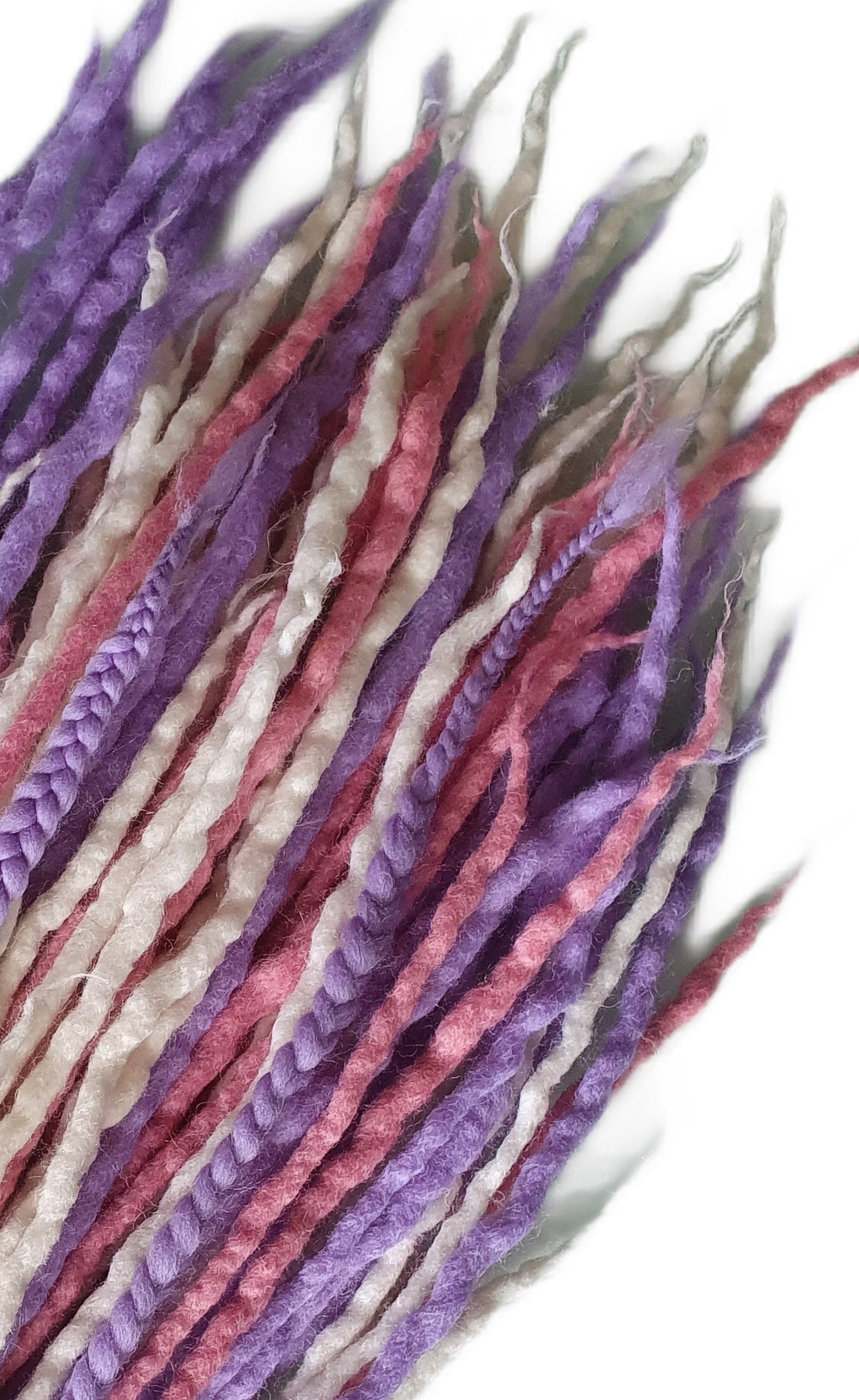 Wool Dreadlocks Dreads DE Extensions Lilac Pink Pastel White Braid Mix ...