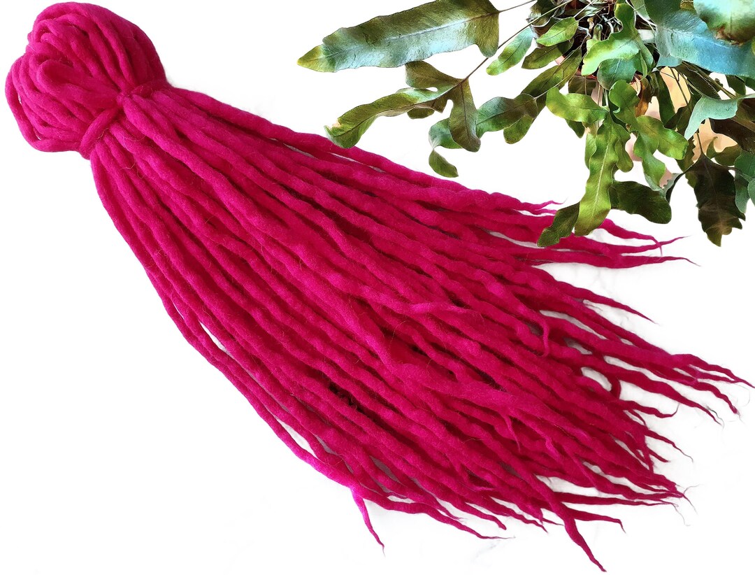 Wool Dreadlocks Dreads DE Extensions Fuchsia Pink Dark Neon Soft Full ...