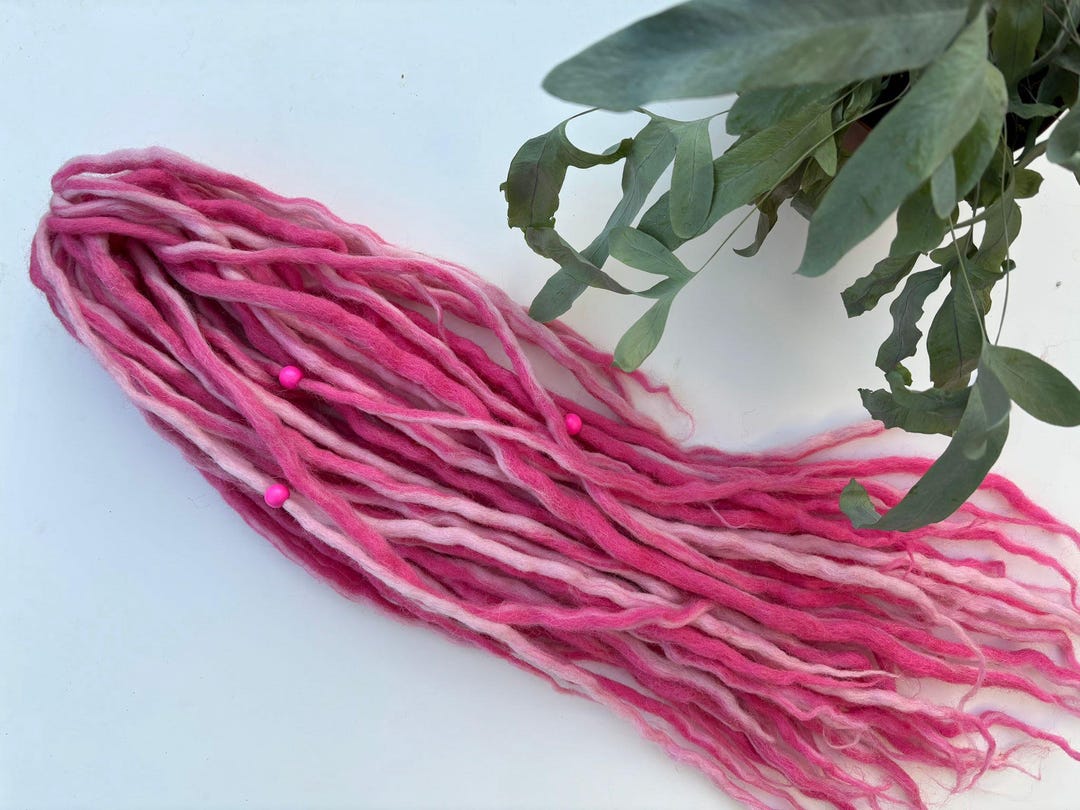 Wool Dreadlocks Dreads DE Extensions Barbie Pink Soft Full Set SHORT ...