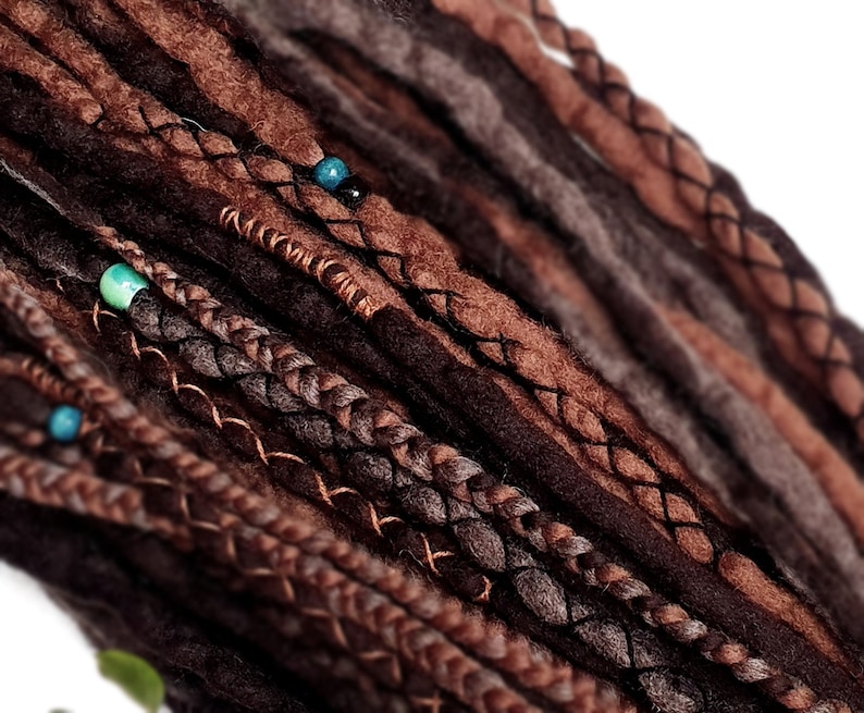 Wool Dreadlocks Dreads DE Extensions Light Dark Brown Melange - Etsy