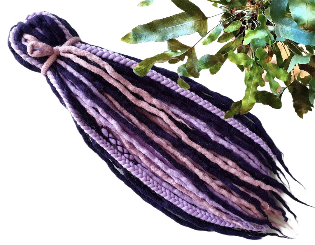 Wool Dreadlocks Dreads DE Extensions Soft Full Set Lilac Pink Violet ...