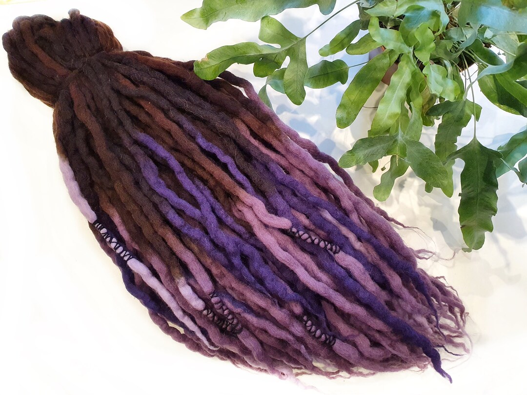 Wool Dreadlocks Dreads DE Extensions Ombre Brown Violet Purple Soft ...