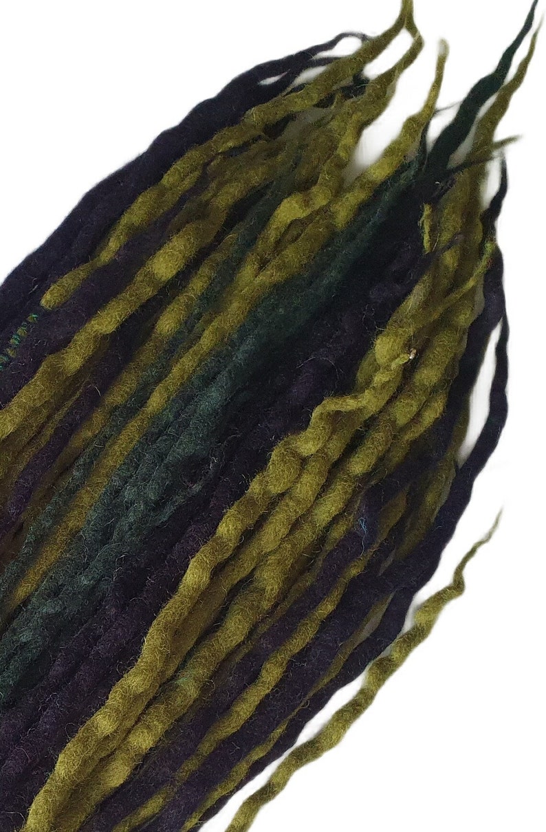 Wool Dreadlocks Dreads DE Extensions Green Bottle Braids Full Set SHORT ...