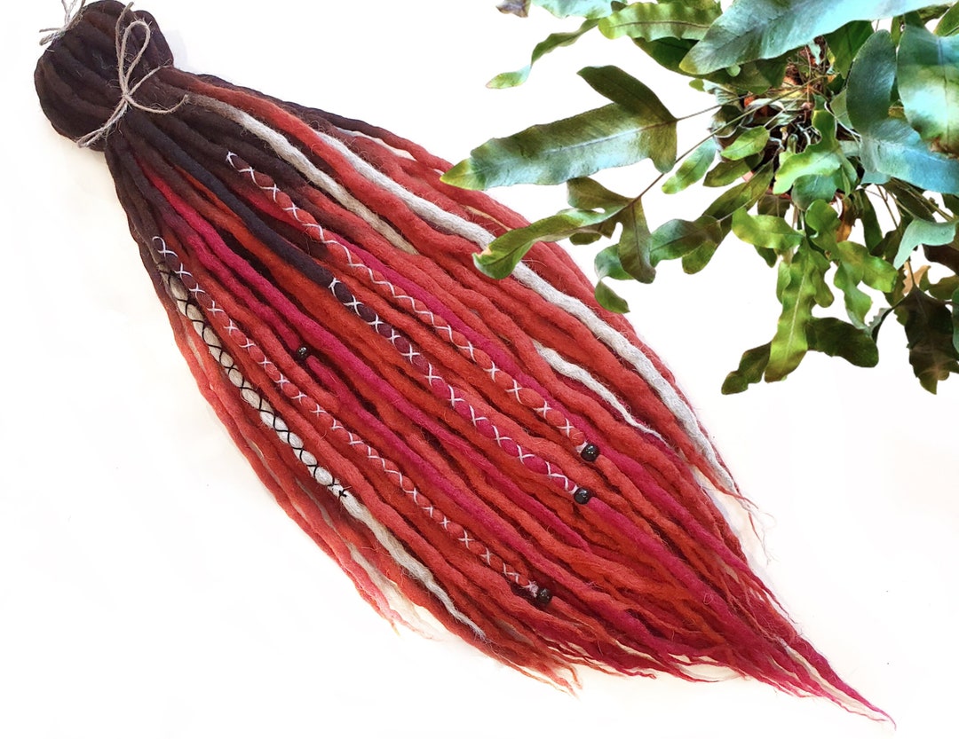 Merino Wool Dreadlocks, Ombre Black Copper Claret DE Extensions - Etsy