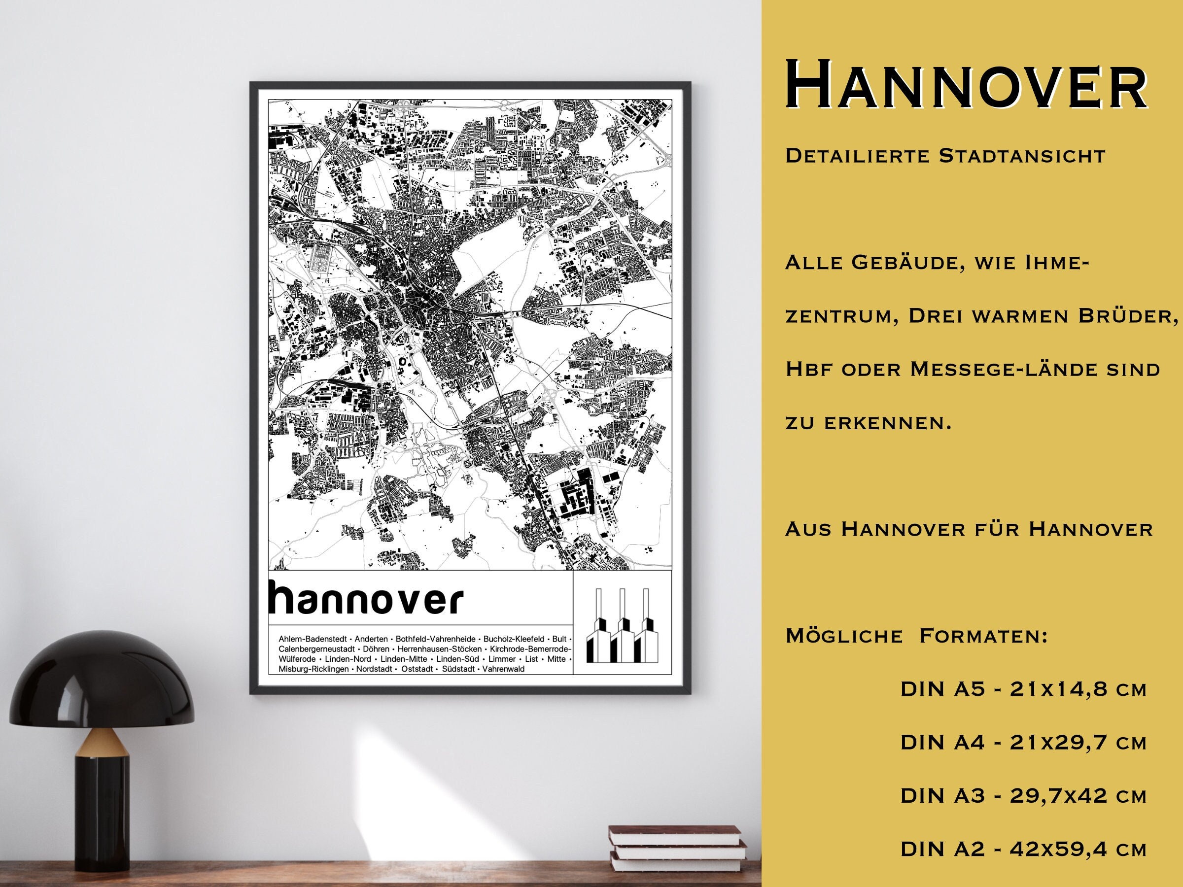 Map of Hanover | Posters | City Map | City Map With the Districts of ...