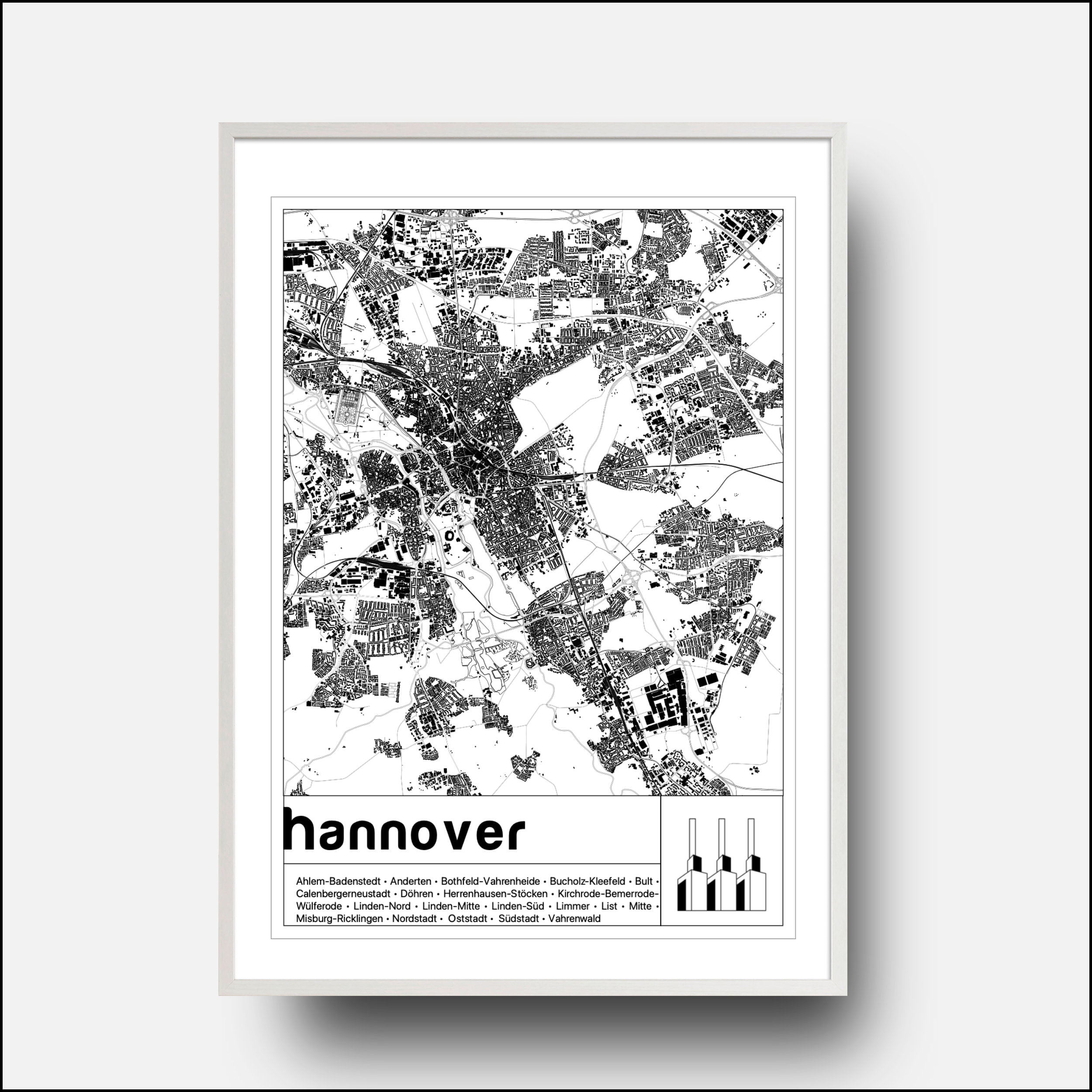 Map of Hanover | Posters | City Map | City Map With the Districts of ...