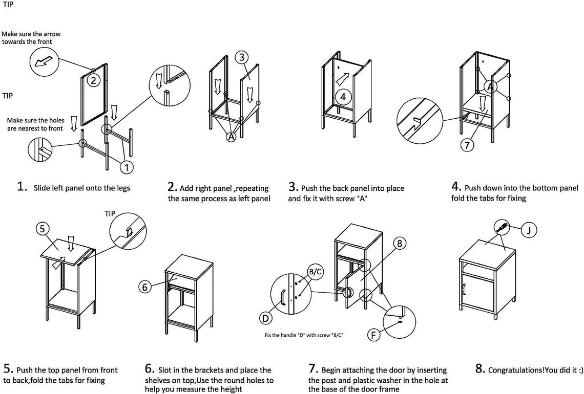 Steel Bedside Table, With Cupboard Compartment, Sturdy, Durable Metal ...