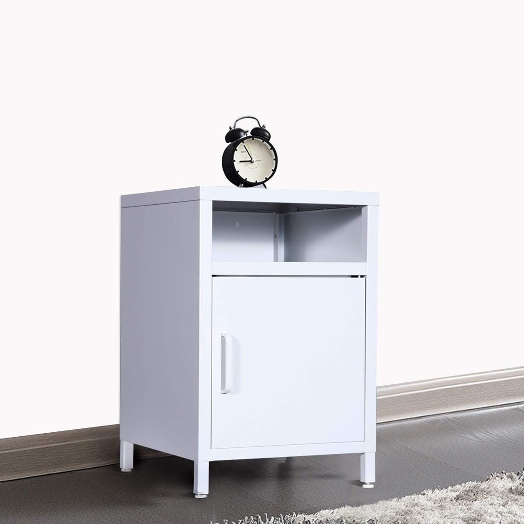 Steel Bedside Table, With Cupboard Compartment, Sturdy, Durable Metal ...