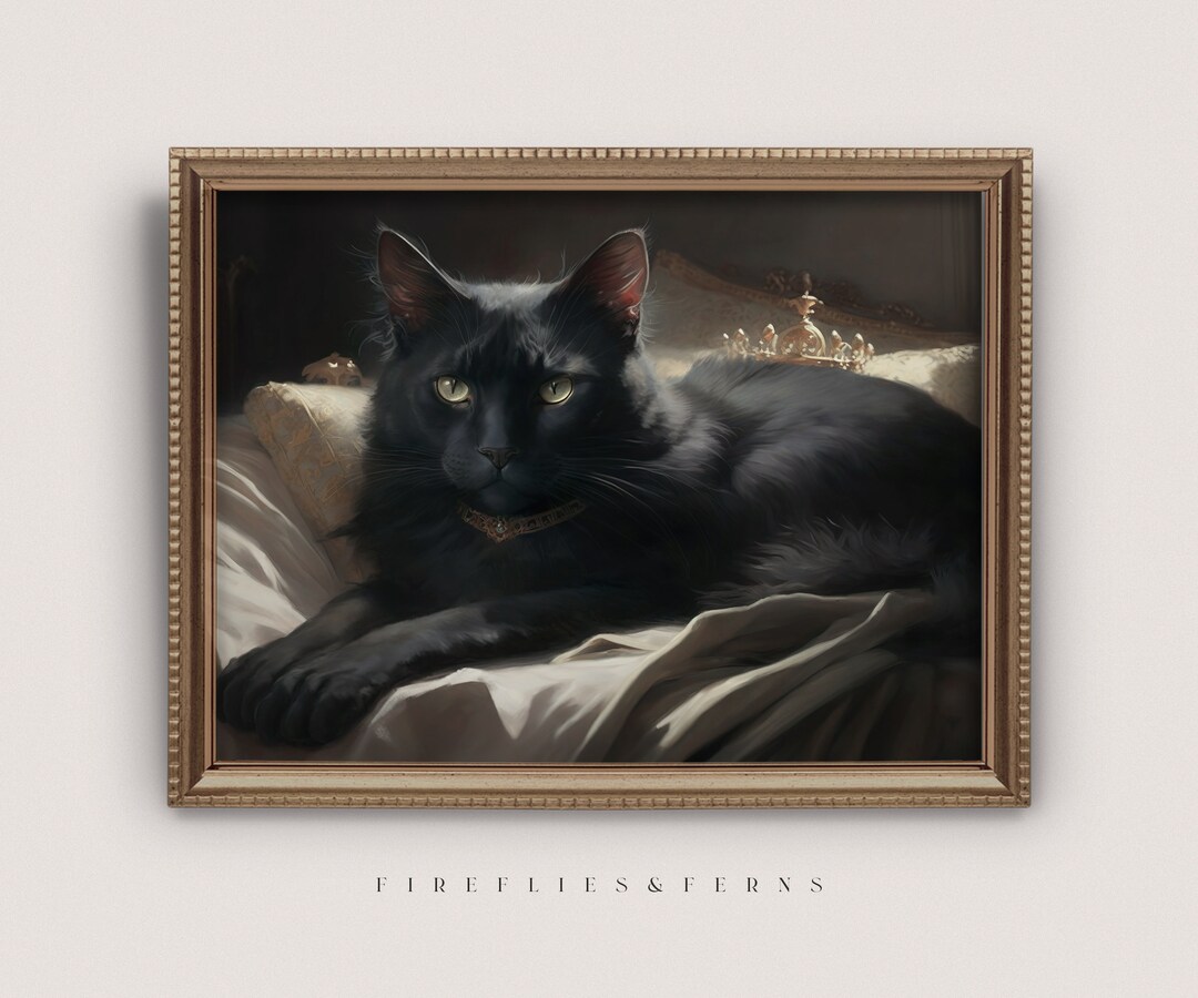 The Witch's Cat Moody Black Cat Painting, Witchy Wall Art, Dark Vintage ...