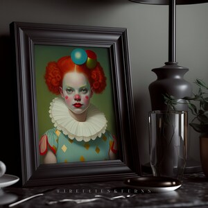 Clown Portrait Clown Vintage Painting, Colorful Clowncore Print ...