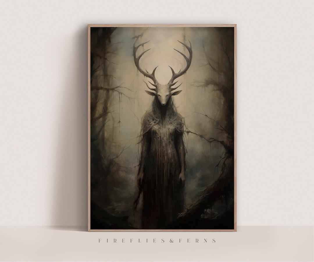 The Forest Queen Pagan Wall Art, Dark Forest Print, Moody Halloween ...