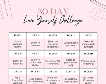 30 Day Self Love Challenge Printable - Etsy