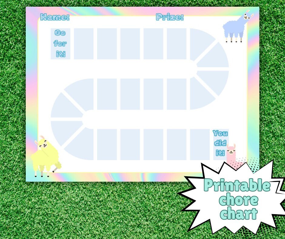 Llama Chore Chart, Chore Tracker, Chores for Kids, Activity Tracker ...