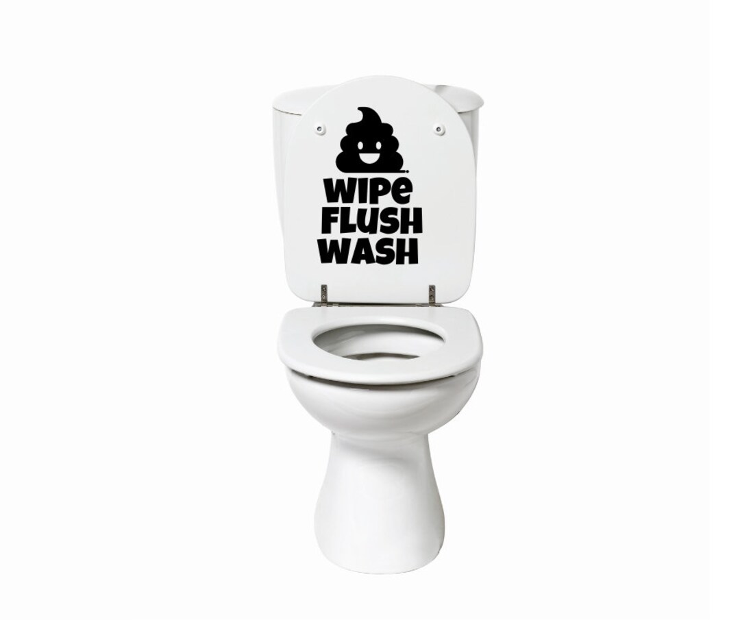 Poop Wipe Flush Wash Toilet Decal for Kids Families Cleaner Bathroom ...