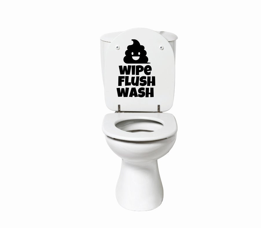 Poop Wipe Flush Wash Toilet Decal for Kids Families Cleaner Bathroom ...