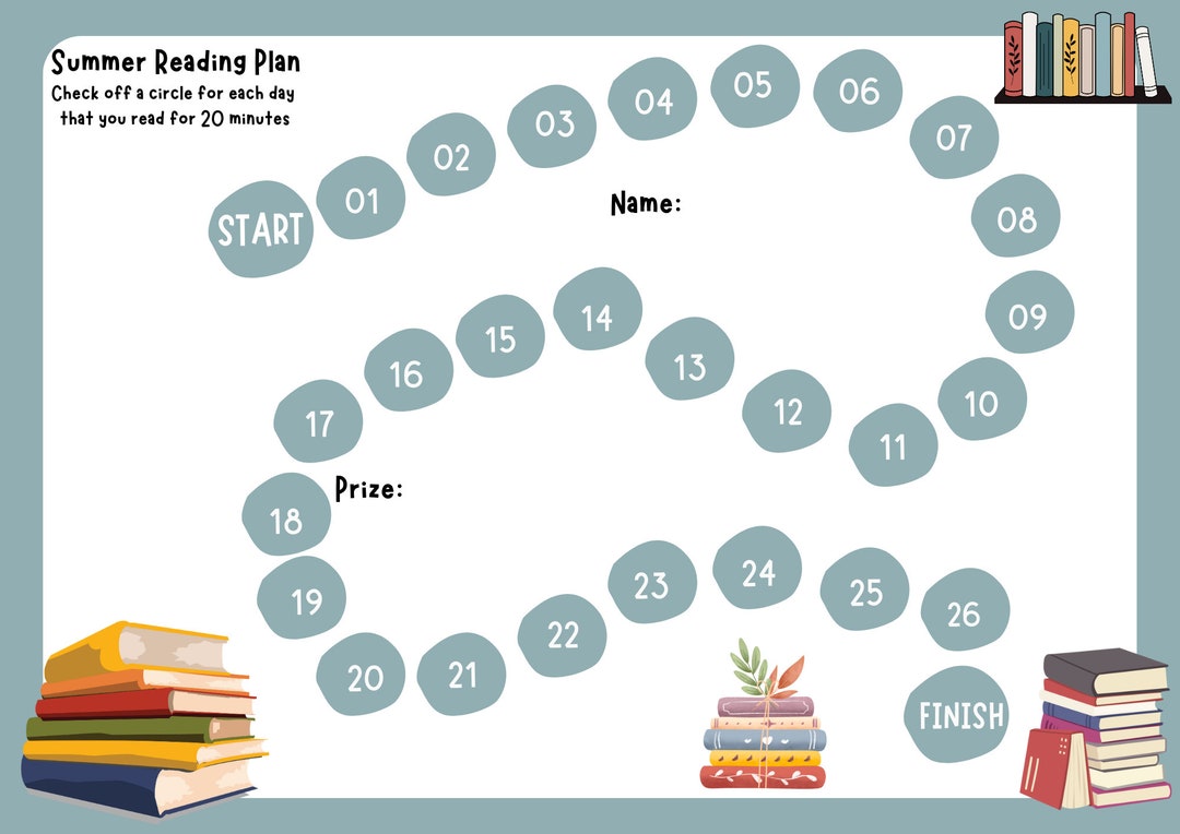 Summer Reading Chart, Chart for Kids, Kids Read More - Etsy