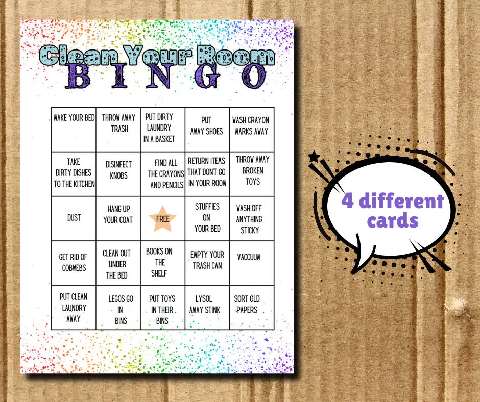 Clean Your Room Bingo, Chore Chart for Clean Room, Clean up Game - Etsy
