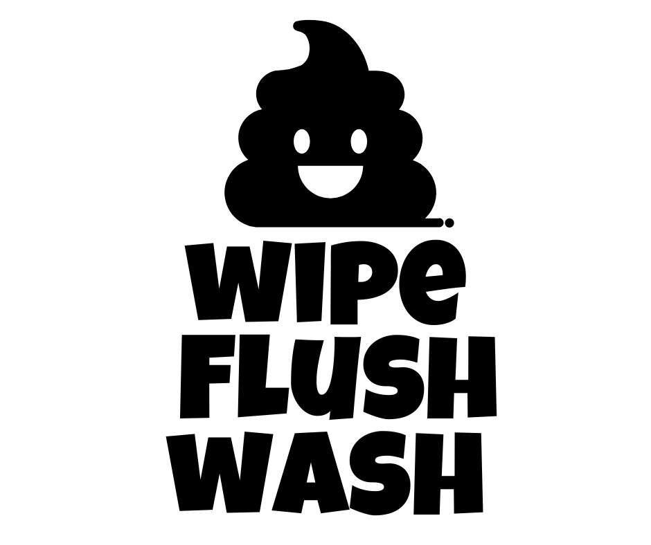 Poop Wipe Flush Wash Toilet Decal for Kids Families Cleaner Bathroom ...