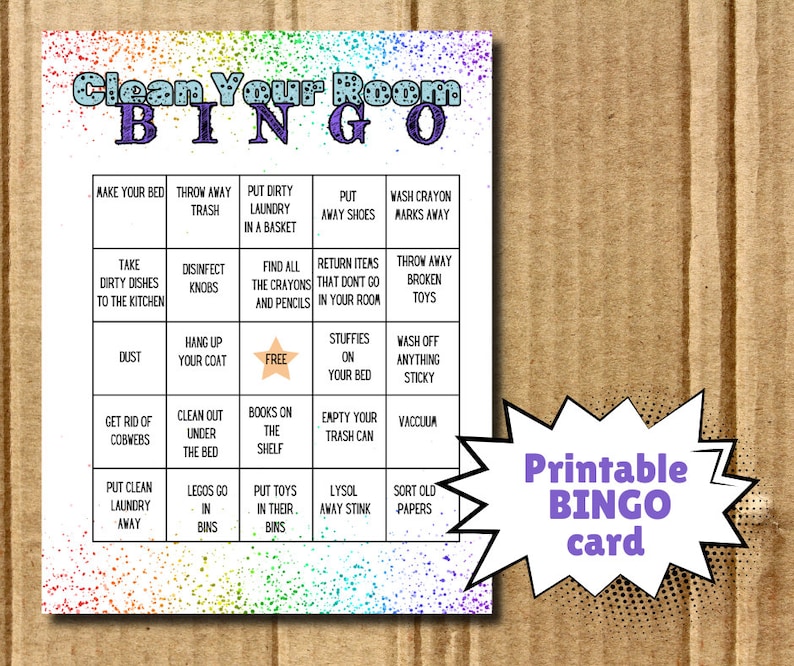 Clean Your Room Bingo, Chore Chart for Clean Room, Clean up Game - Etsy