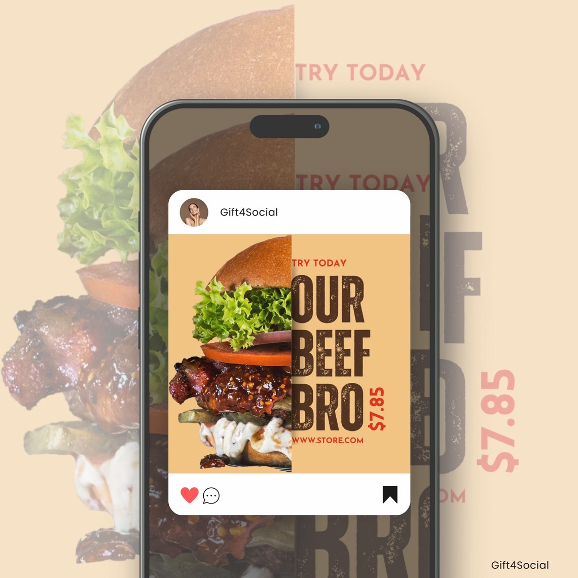 10 Premium Burgers Instagram Templates | Fastfood Canva Instagram ...