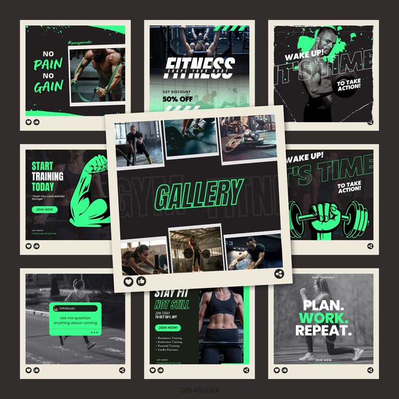 50 + Fitness Instagram Templates Pack | Workout Instagram Posts | Canva ...