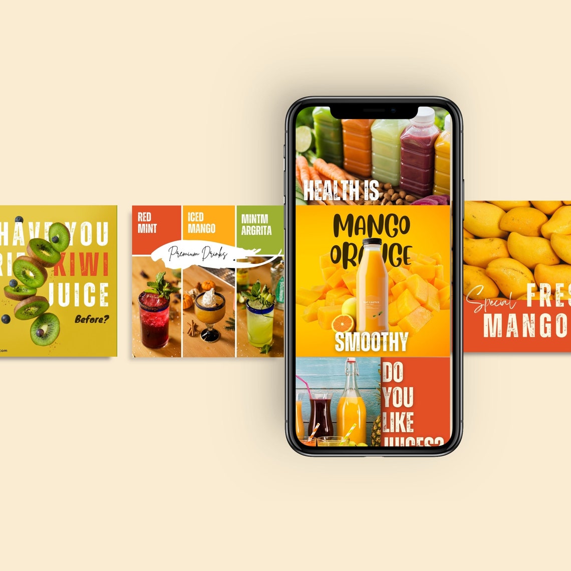 10 Juices Instagram Templates | Refreshing Drinks Canva Instagram ...