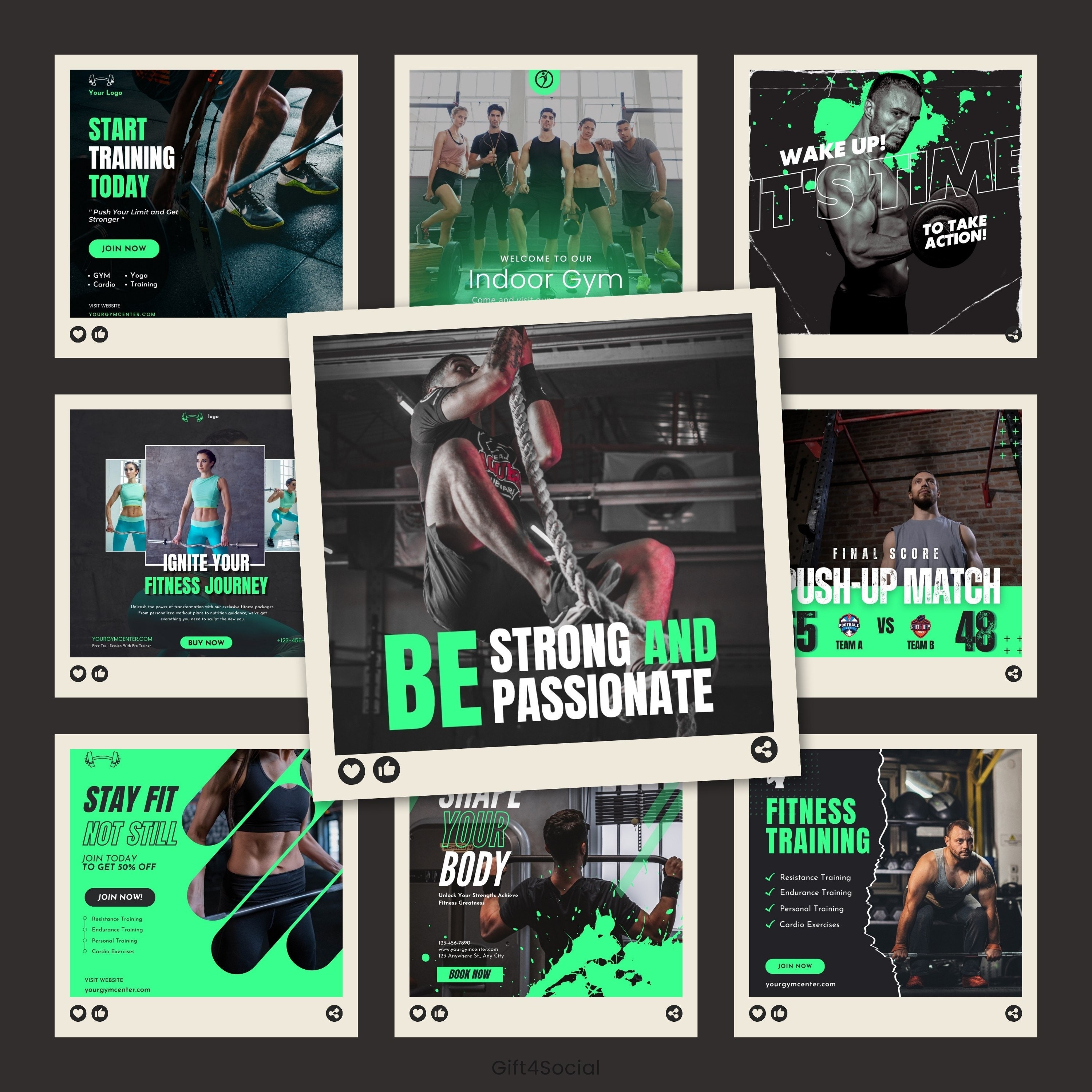 50 + Fitness Instagram Templates Pack | Workout Instagram Posts | Canva ...