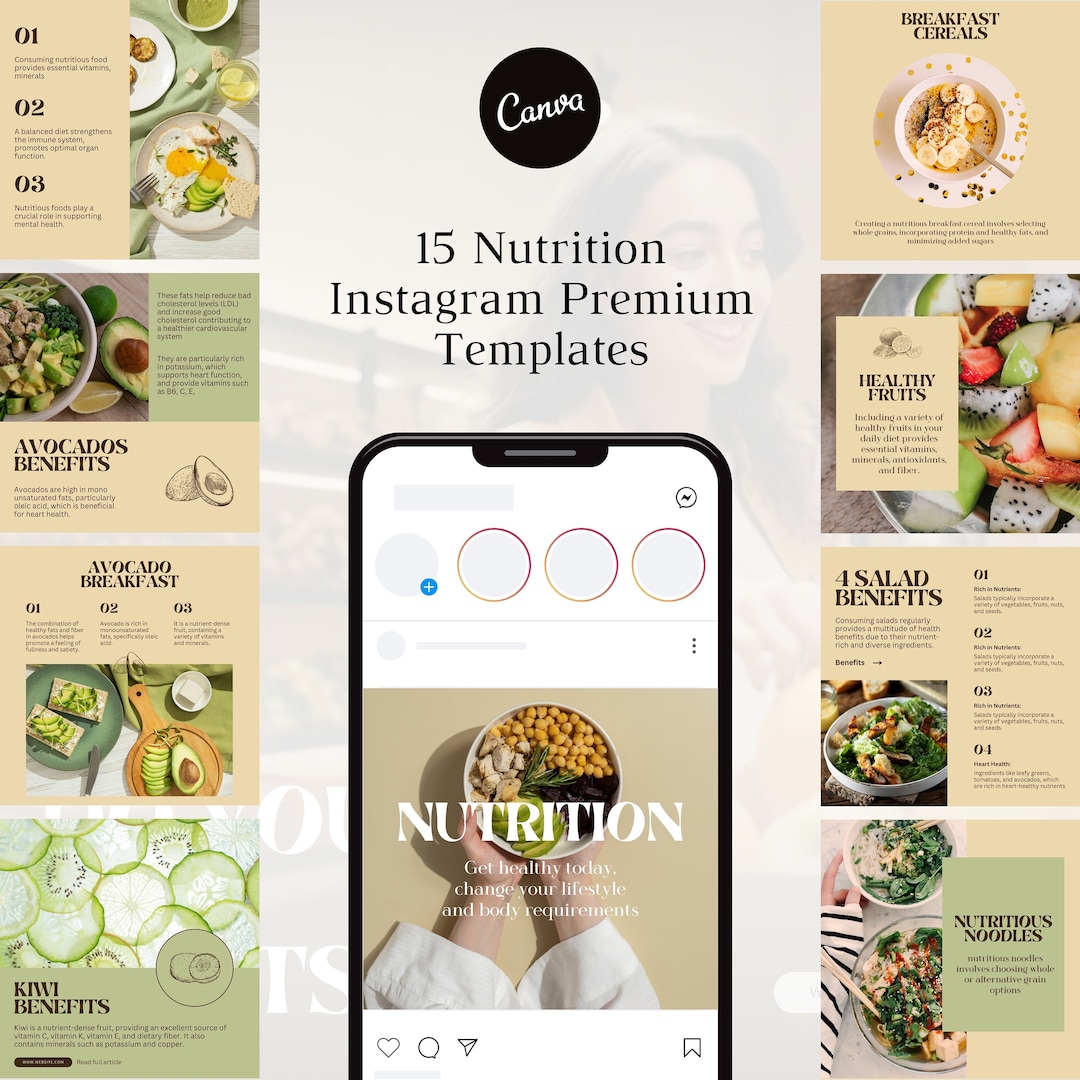 15 Nutrition Instagram Posts Templates | Nutrition Food Instagram ...