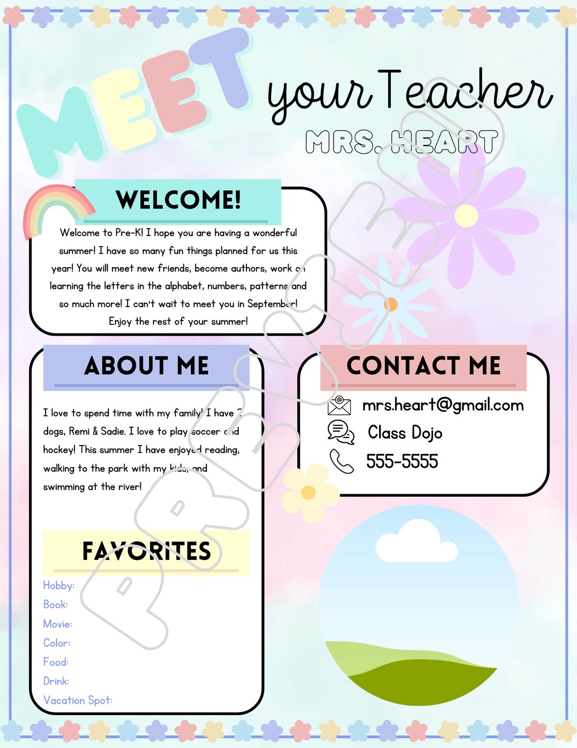 Editable Meet the Teacher Pastel Template - Etsy