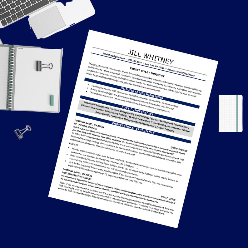 Executive ATS Compatible Resume, Modern Design, Manager, Director, C ...