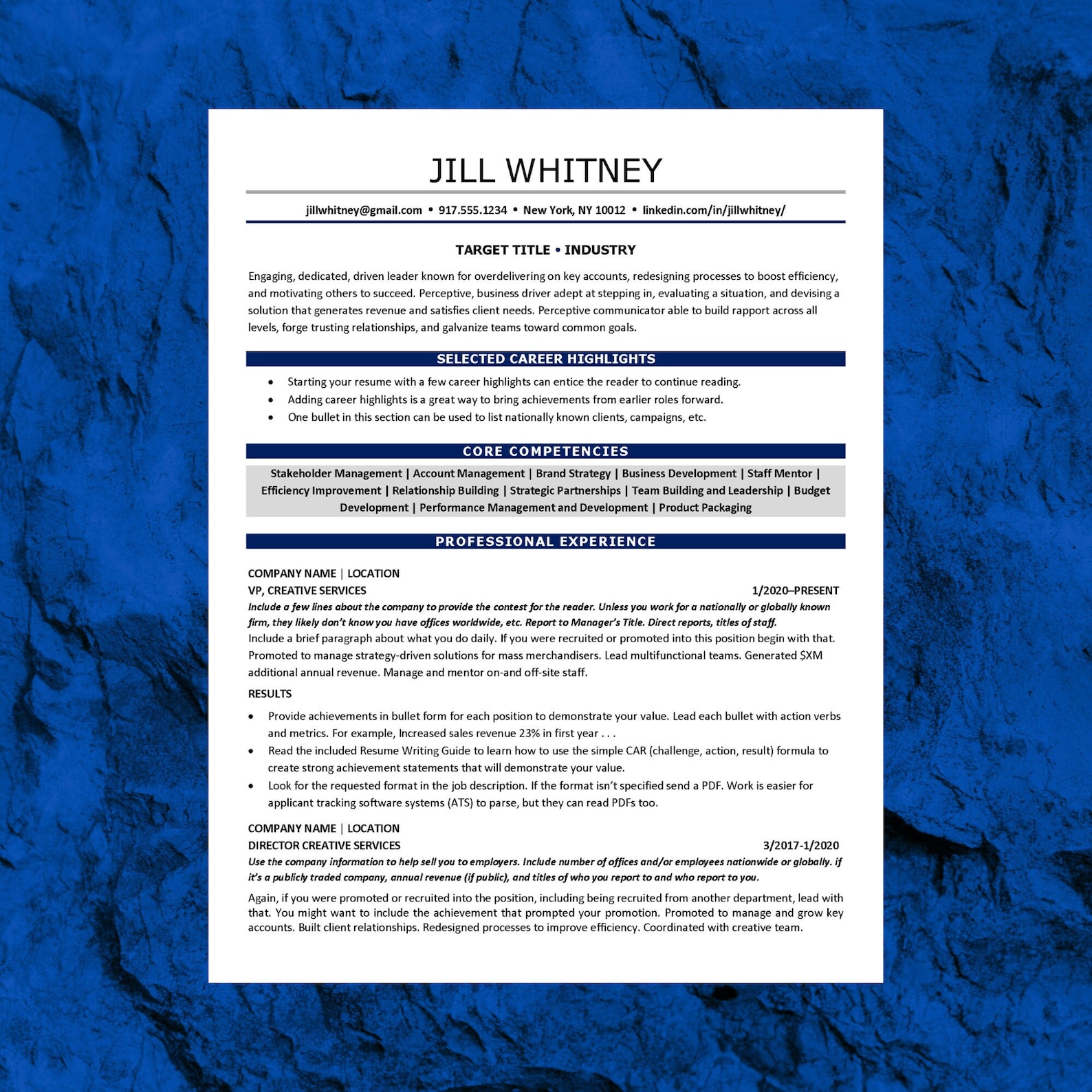 Executive ATS Compatible Resume, Modern Design, Manager, Director, C ...