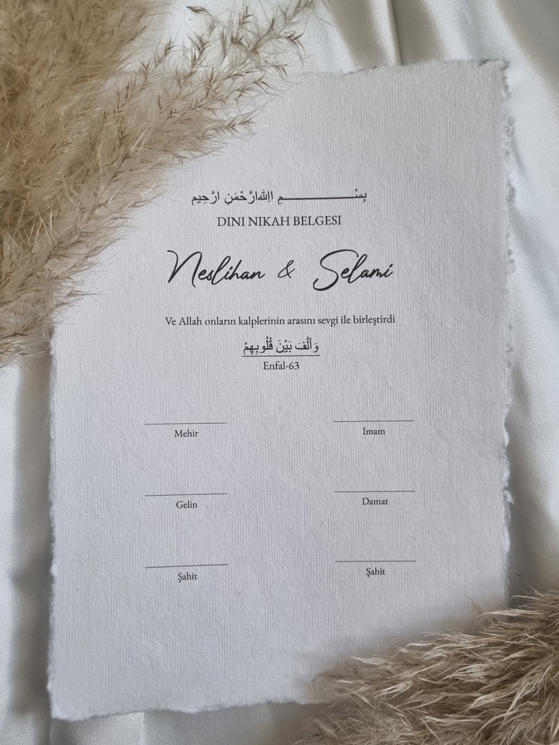 Selnes Imam Nikah Belgesi White Timeless Classic Islamic Marriage ...