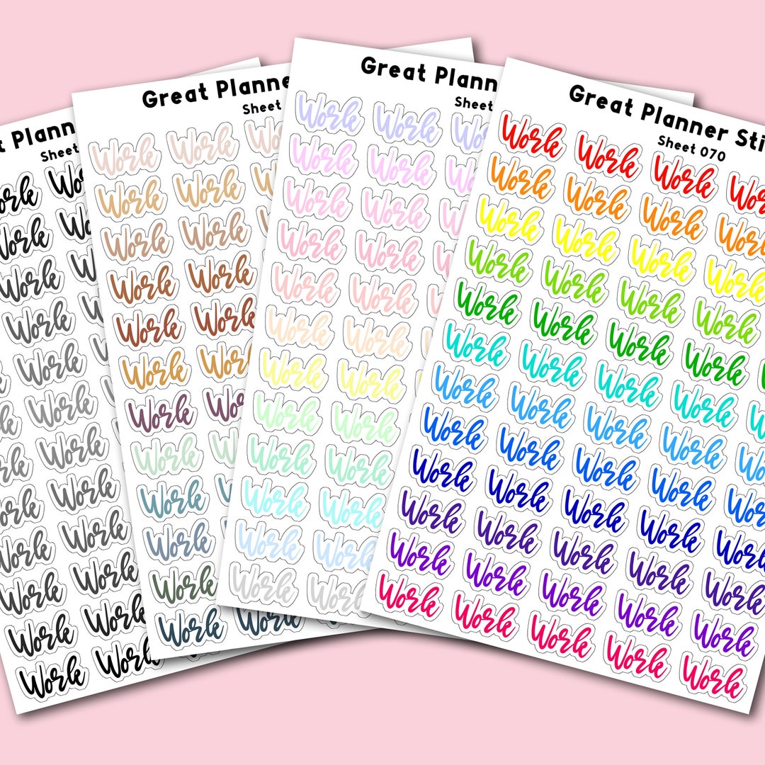 Work Stickers, Word Stickers, Planner Stickers, Work, Clear Work ...