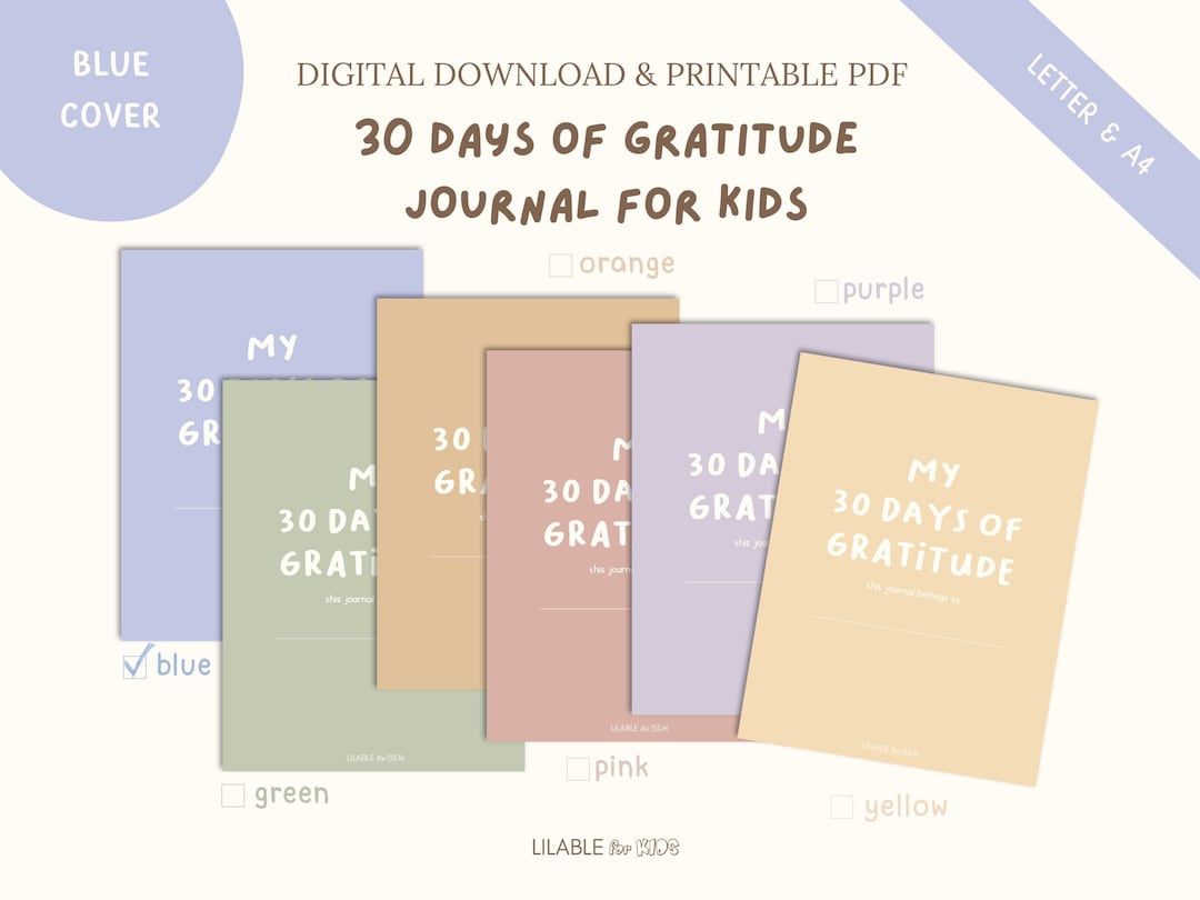 Gratitude Journal for Kids, Printable Journal - 30 Days of Gratitude ...