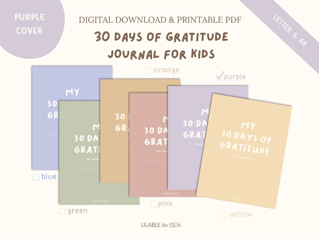 Gratitude Journal for Kids, Printable Journal - 30 Days of Gratitude ...