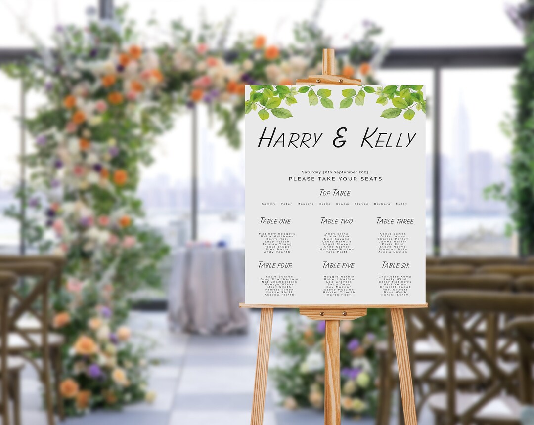 Wedding Table Plan Personalised Table Plan Personalised Seating Plan ...