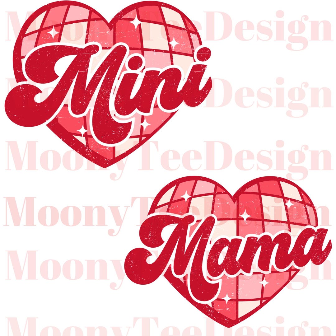 Mother's Day PNG, Mama and Mini Heart SVG, Retro Mama and Mini Bundle ...