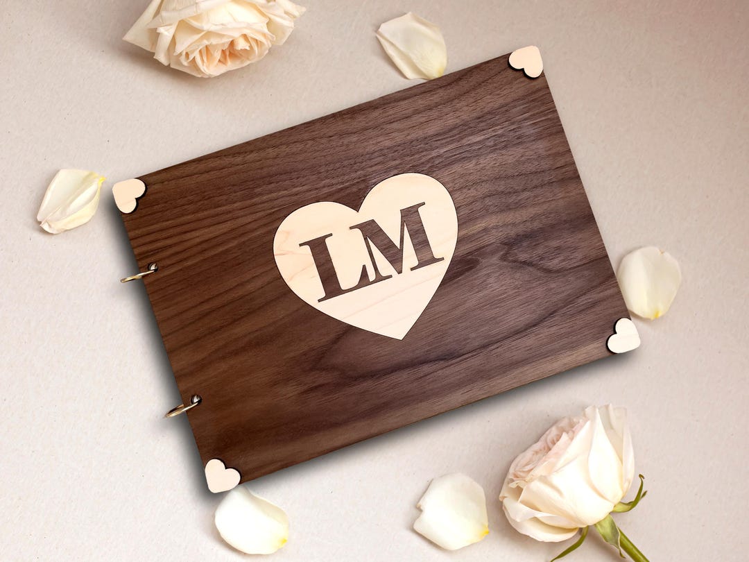 Wooden Wedding Guest Book Keepsake Photo Album Personalised Wedding ...