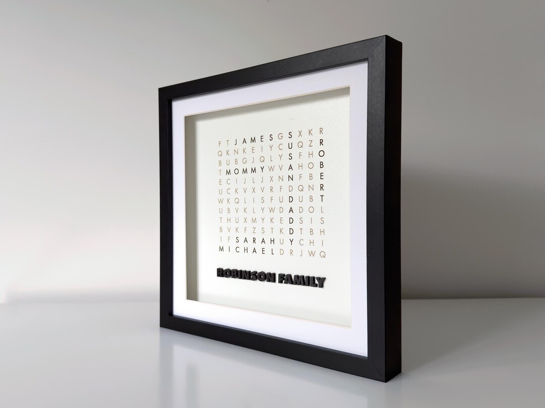 Personalized Family Name Word Search Art – Custom Engraved Puzzle Sign ...